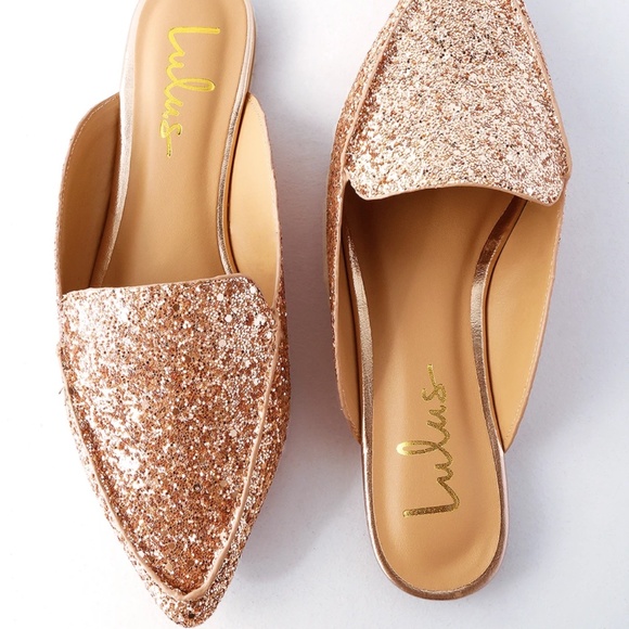 Lulus | Shoes | Rose Gold Glitter Lulus Loafers | Poshmark